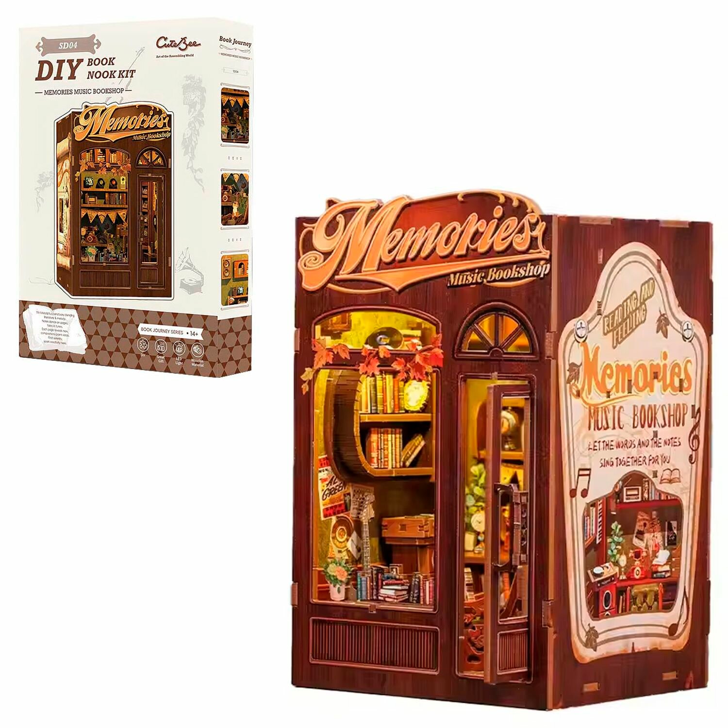 Конструктор интерьерный сборный домик CuteBee - Музыкальный и книжный магазин "Воспоминания", SD04