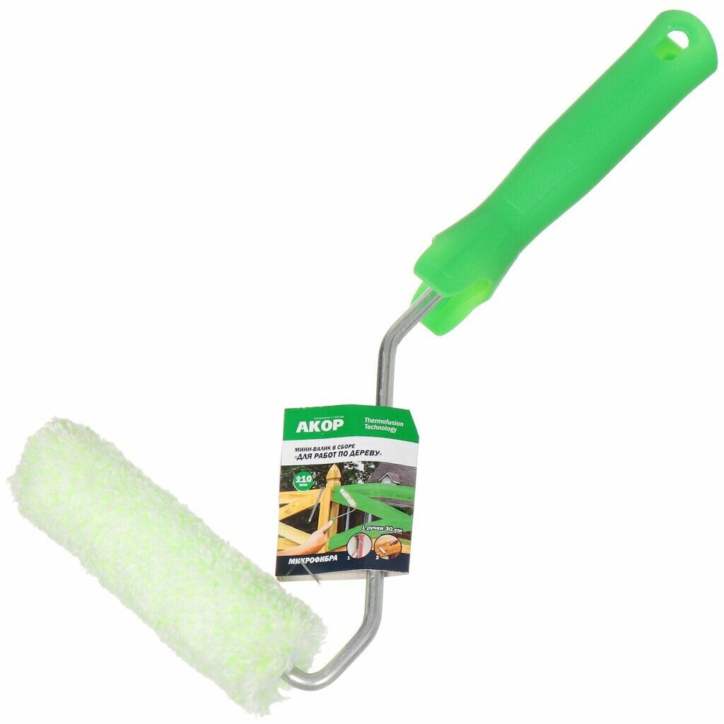Валик малярный Акор Мини, микрофибра, 110 мм, 300 мм, с бюгелем