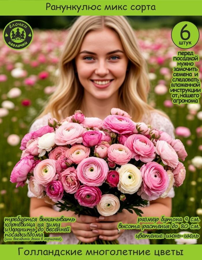 Корневище, Ранункулюс микс сортов, 6 шт