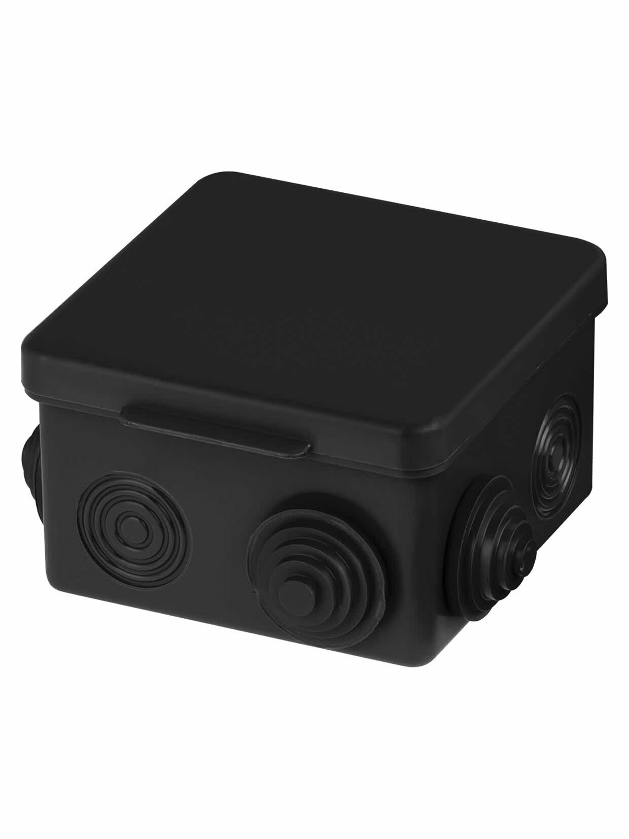 Коробка распаячная TDM ОП 80х80х50мм, крышка, IP54, 7 вх, черная {SQ1401-0912} (1 шт)