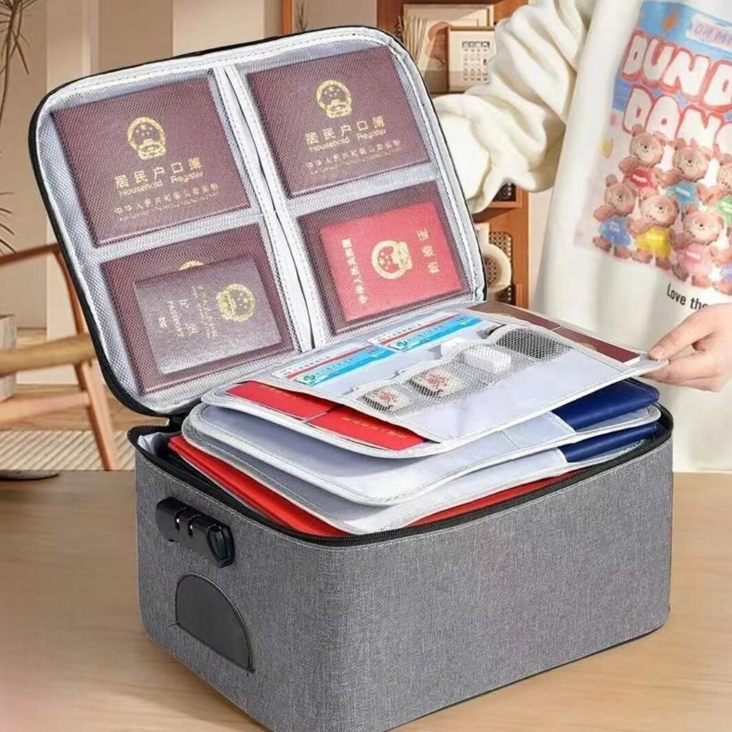 Органайзер для хранения документов, серый, водонепроницаемый, вместительный