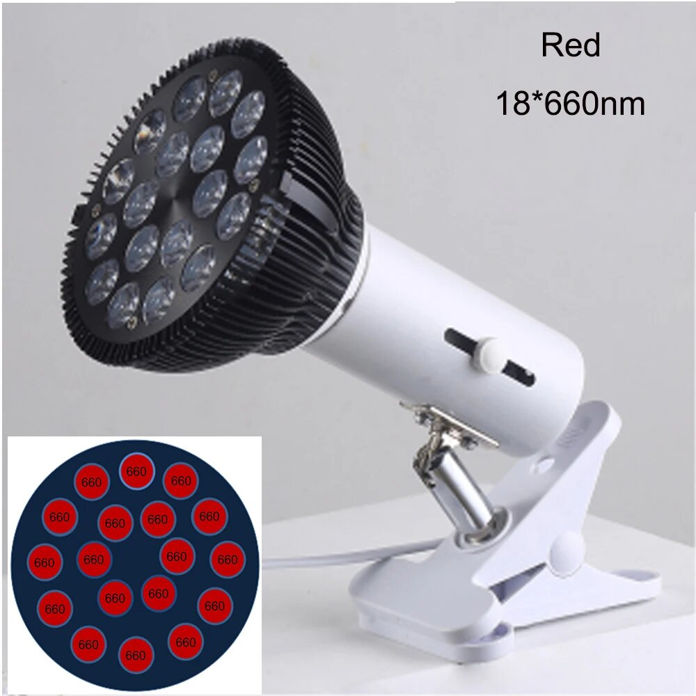 Лампа E27 18LED 660nm Терапия красным светом, Par38 Терапия красной лампы Светодиодное косметическое устройство, B660nm with EU Stand