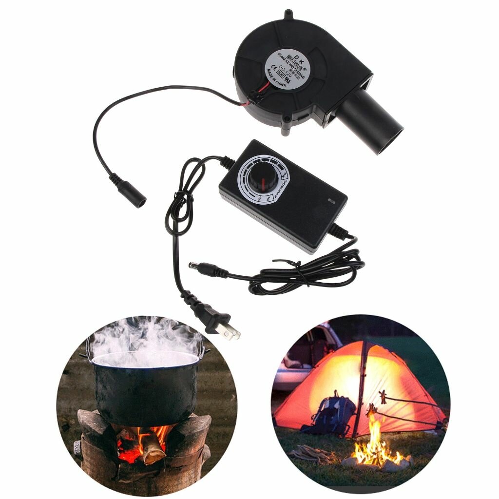 Воздуходувка для розжига угля и барбекю 12В с регулируемой скоростью, мощный вентилятор для печи и гриля, бесщеточный, компактный и универсальный