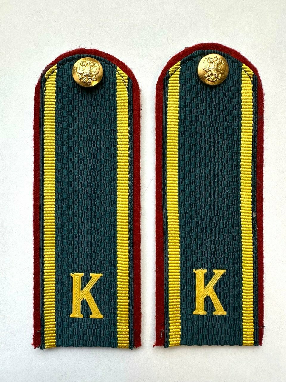 Погоны Фсин курсантские К темно-зеленые 14 см картон в сборе с фурнитурой