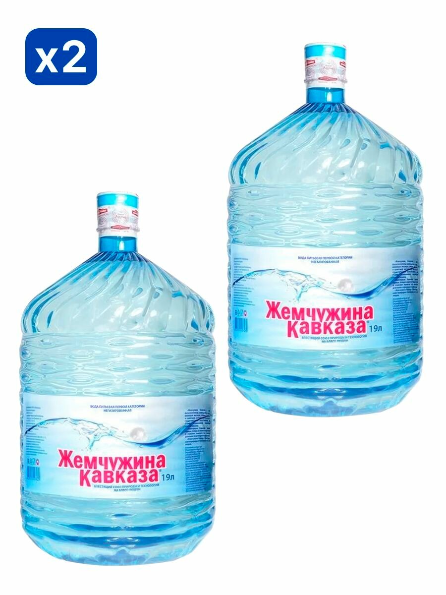 Вода питьевая Жемчужина Кавказа 19л негазированная (бутыль одноразовая 2 шт.)