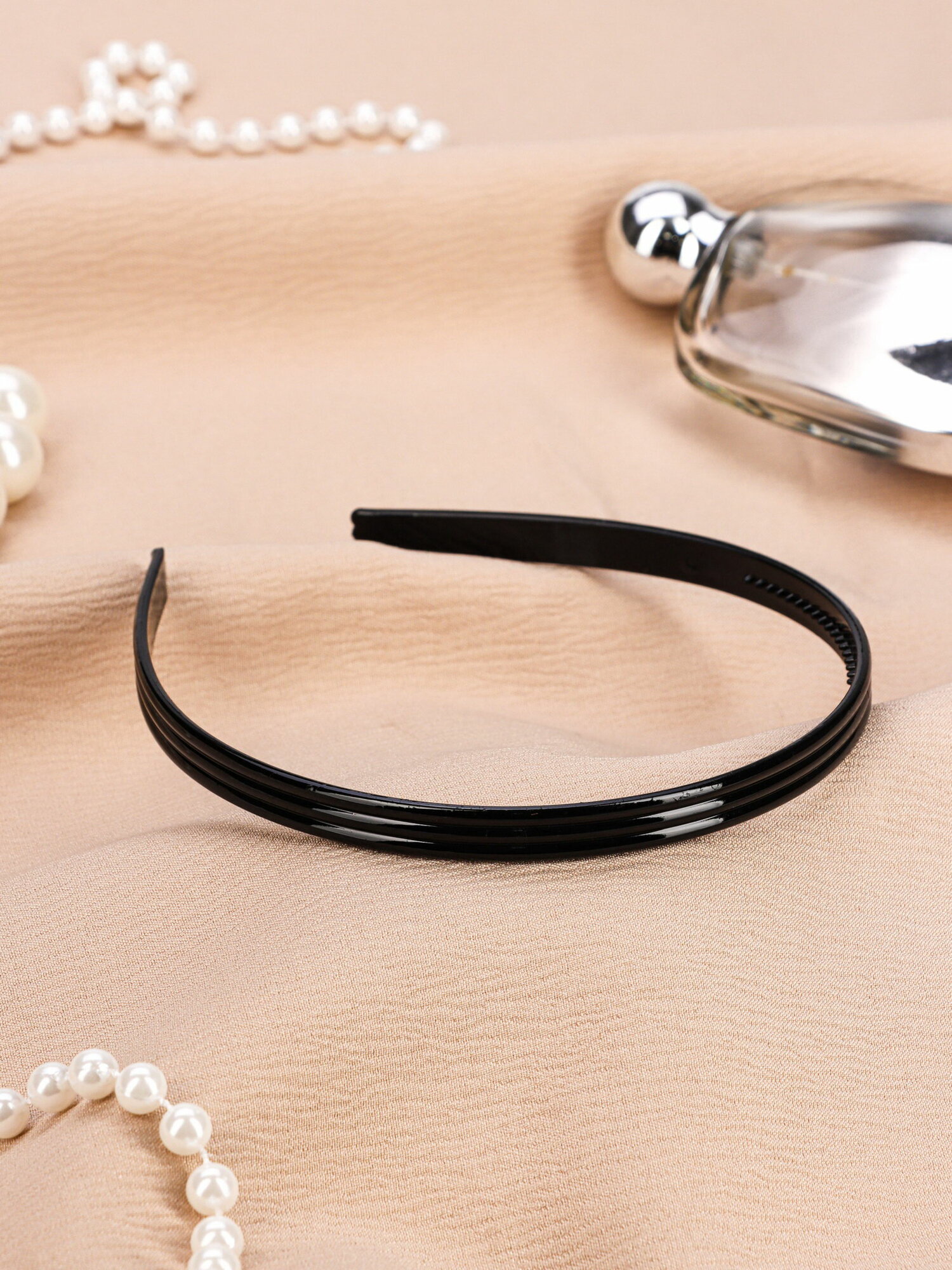 Ободок для волос "Классика галант", полосы, 0.9 см, чёрный, тип: ободок, 12 шт.