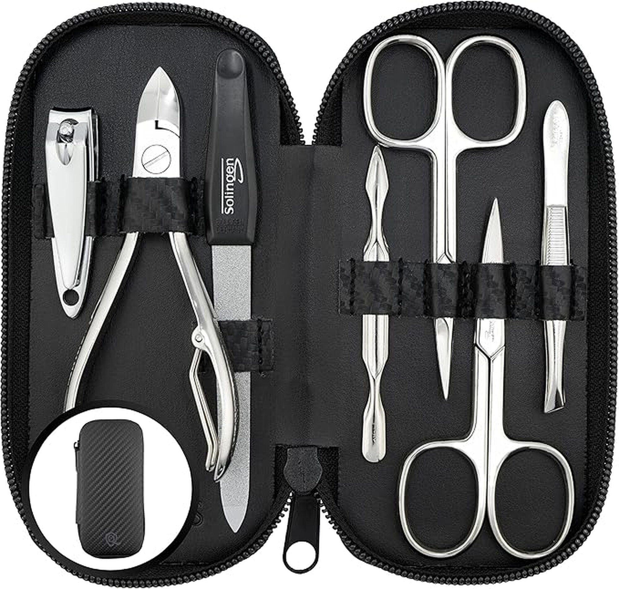 Маникюрный набор Solingen MarQus 7 эл. в футляре 1808 черный-серый