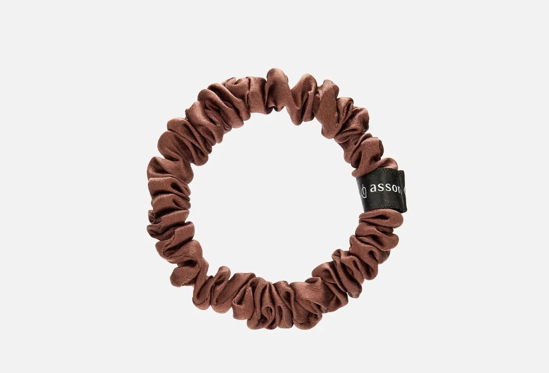 Шелковая резинка для волос Assoro S / Кофейная, Ширина шелка: 0.8 см, 1 шт