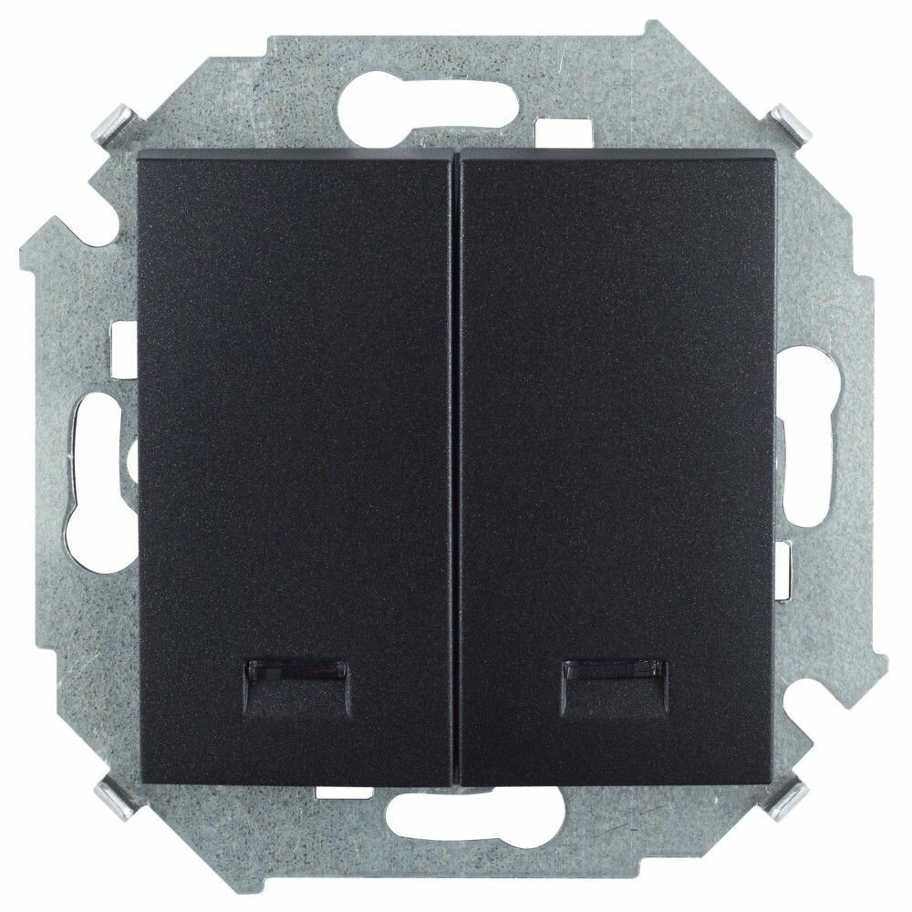 Simon 15 Графит Выключатель 2-клавишный, с подсветкой, 16А, , винт. зажим, 1591392-038