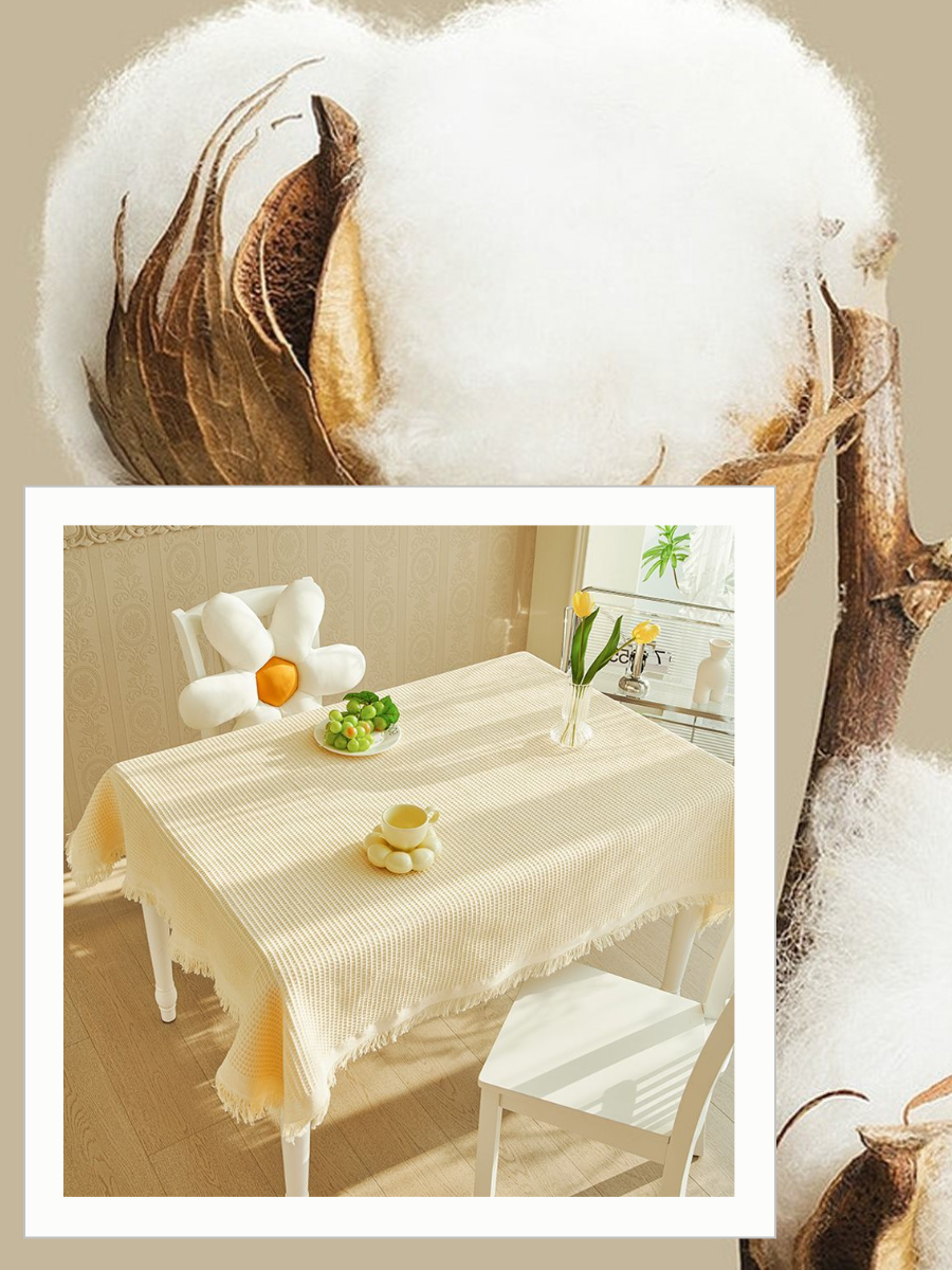 Скатерть - накидка тканевая из натурального хлопка с бахромой 130x180 см