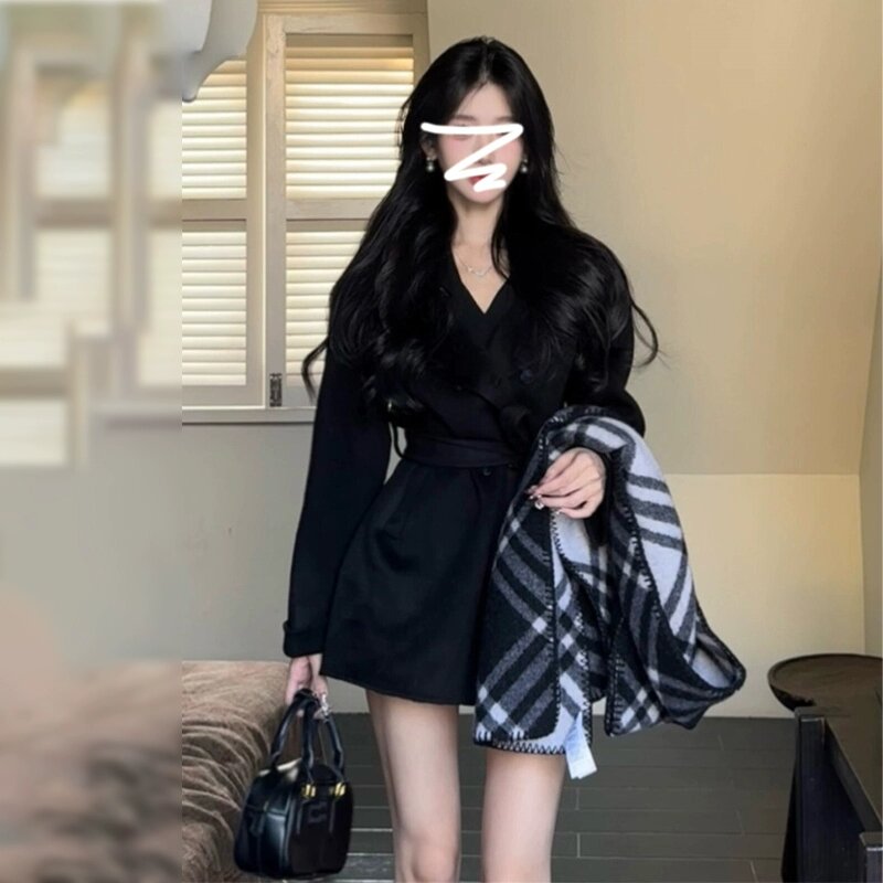 Женское шерстяное пальто Chanel в стиле Одри Хепберн, корейское, черное, начало осени 2025 года, новый маленький размер, высокое качество