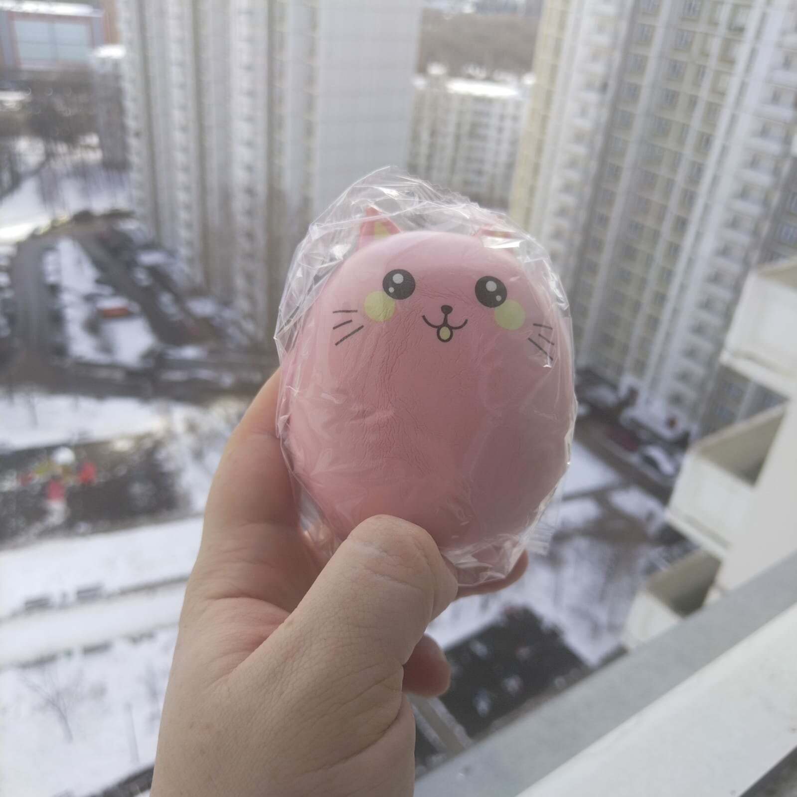 Игрушка антистресс сквиш кошак розовый