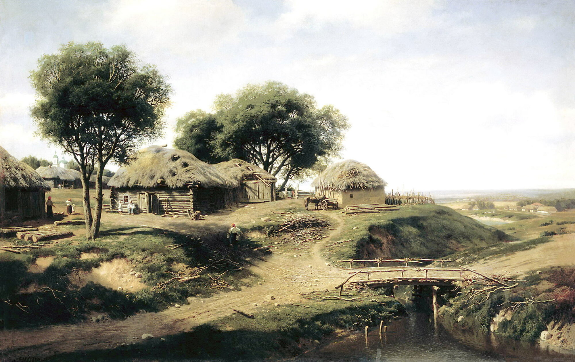 Картина Клодта Михаила Село в Орловской губернии 80х50 см