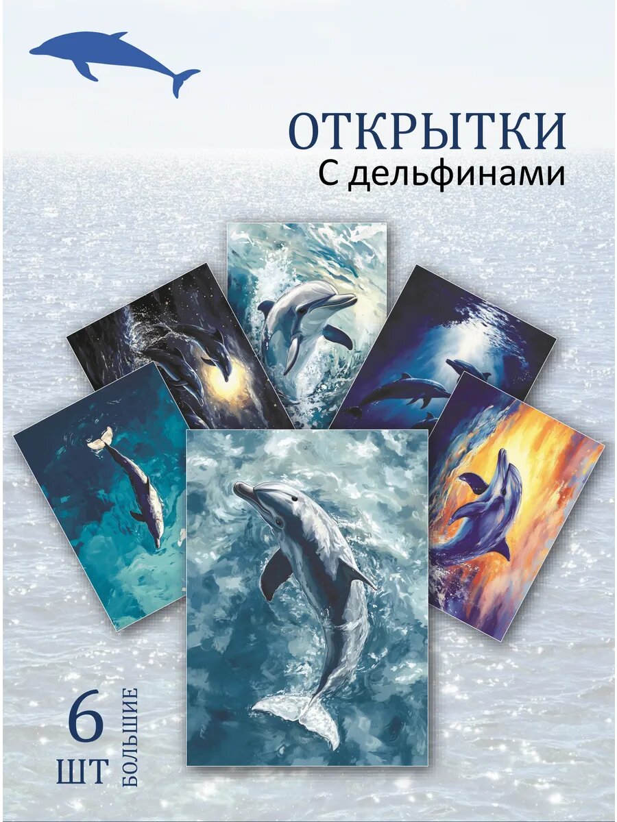 А6 открытки дельфины в море Самые лучшие большие открытки формата А6 в нашем мгазине Обнимай словами