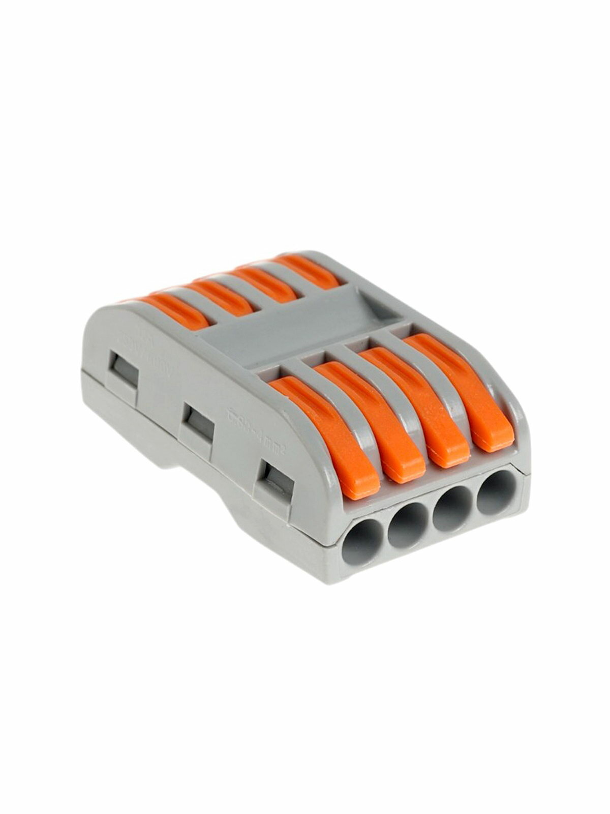 Строительно-монтажная клемма проходная, 32 А, 0.08-4 м?2, 4 отверстия, фаза-ноль, набор 10 шт.