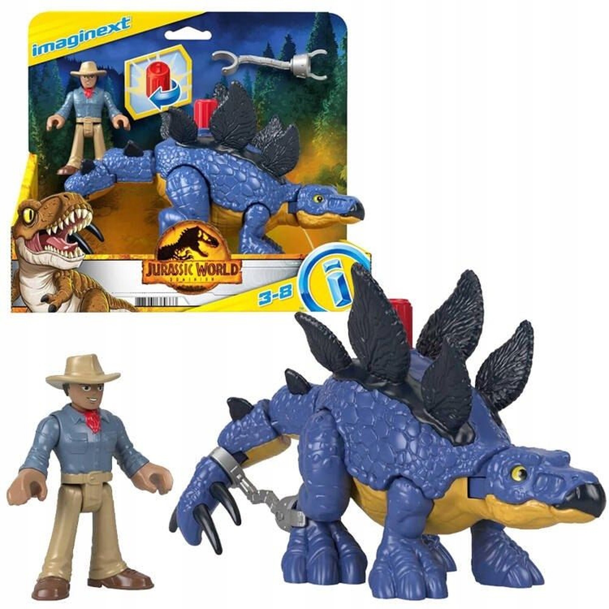 Игровой набор Imaginext Jurassic World - Фигурки Стегозавра и доктора Гранта - Мир Юрского Периода GVV64