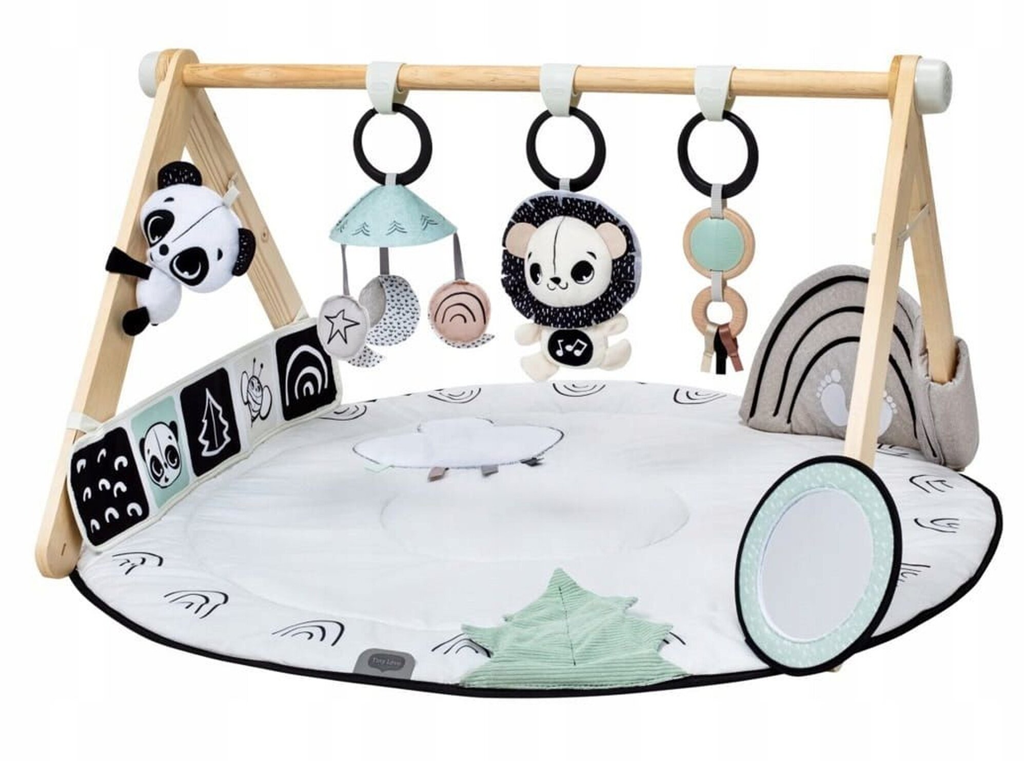 Развивающий коврик Tiny Love TL1208306830, черно-белый, с игрушками, на деревянной подставке