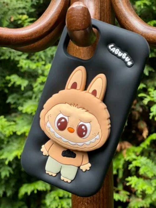 Чехол "labubu", для iPhone 11, ударопрочный, силикон, с принтом, черный
