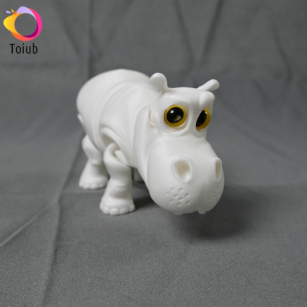 Шарнирная фигурка бегемота с 3D-принтом, подвижная игрушка-антистресс, Белый, 1 шт