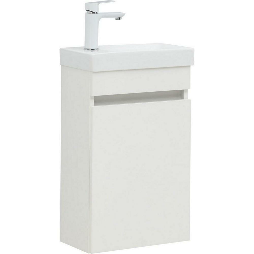 Тумба с раковиной Aquanet Вега 40 332180 подвесная Белый глянец