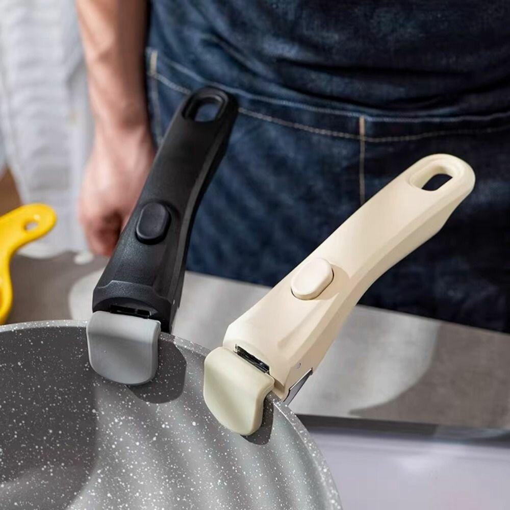 Съемная ручка кастрюли Кремово-белая, Держатель ухват для сковороды и горячей посуды, 19см