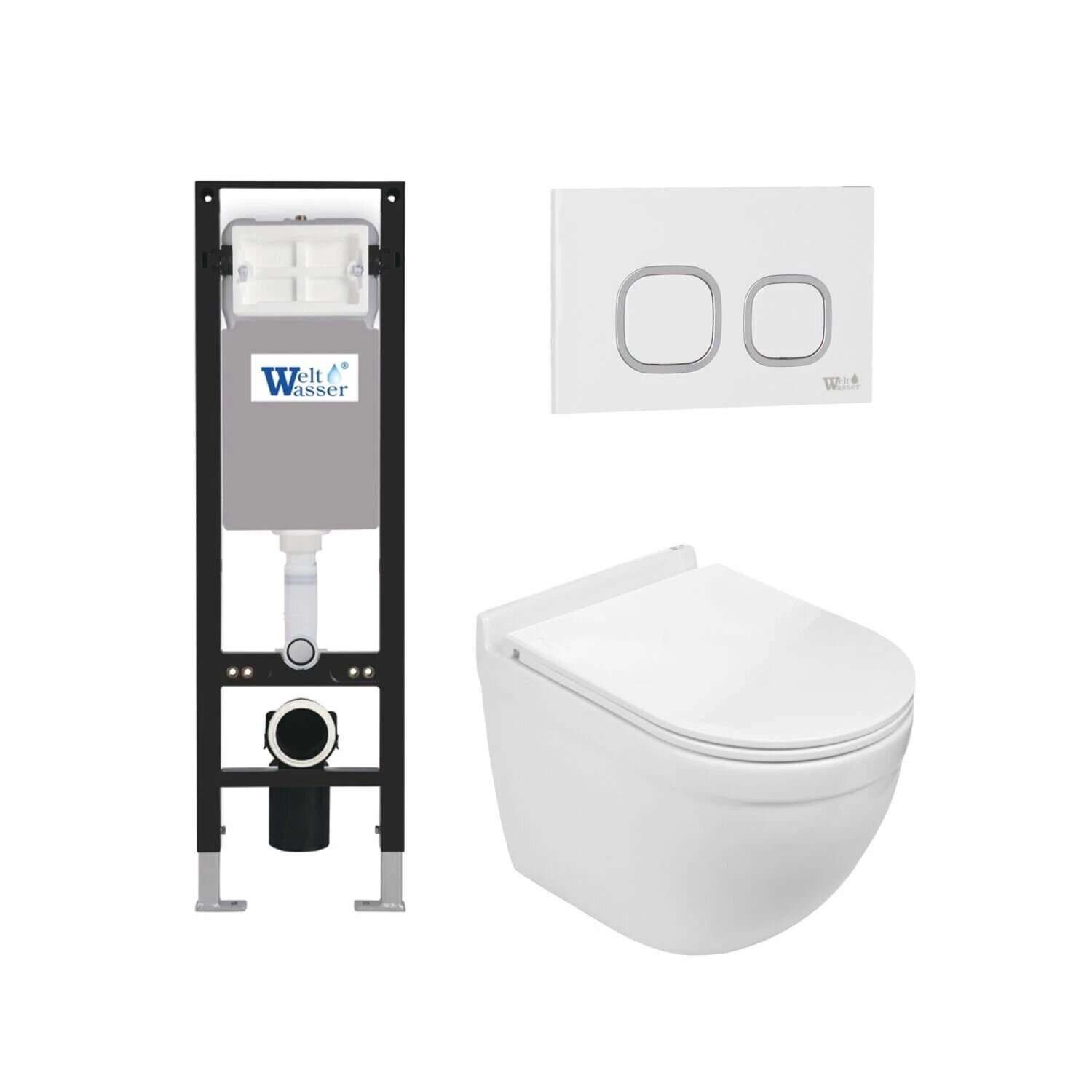 Комплект Weltwasser 10000012442 унитаз heimbach 043 gl-wt + инсталляция amberg 350 кнопка смыва