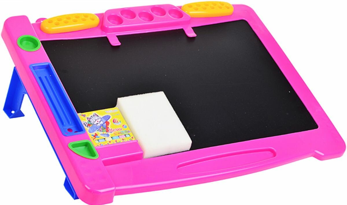 Обучающая магнитно-меловая доска для рисования "Магнитишка" Т7, набор для детского творчества, мольберт с мелками и губкой