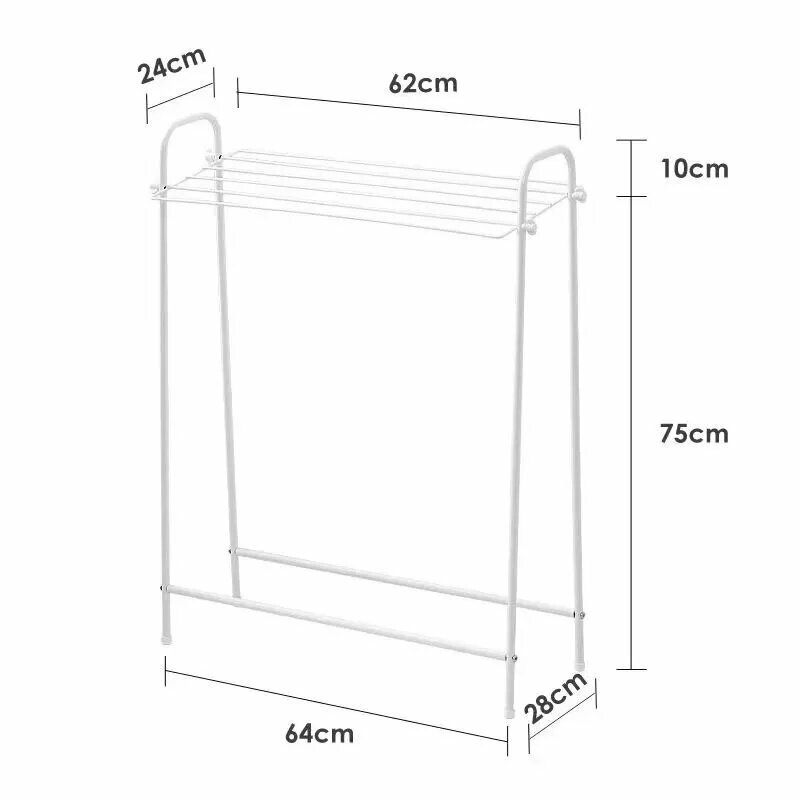 Напольная сушилка, Сушильная стойка для ванной комнаты из углеродистой стали белого цвета, 64 см х 28 см х 85 см, 1 шт