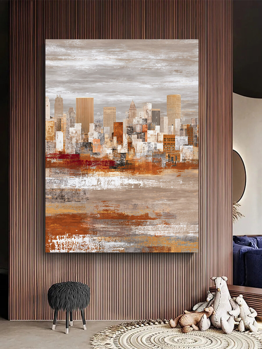 Интерьерная картина на стену вертикальная - "Город / Пейзаж / Небоскребы" , 60х80 см.