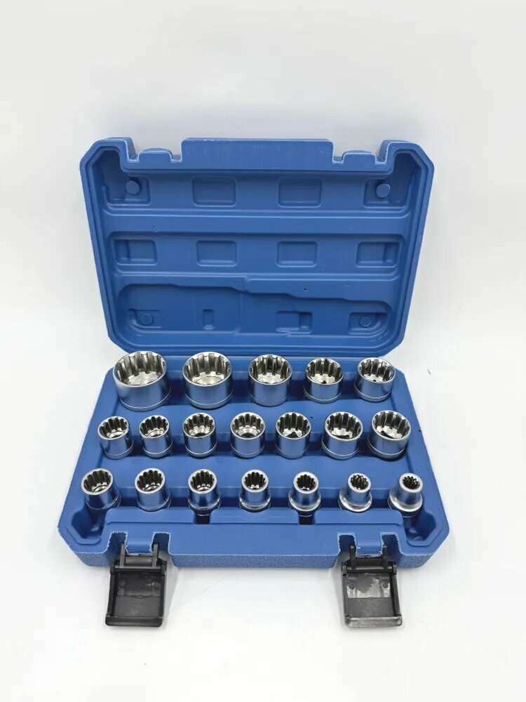 Набор торцевых головок "12 гранные" шестигранные (19шт) 1/2";8-32мм
