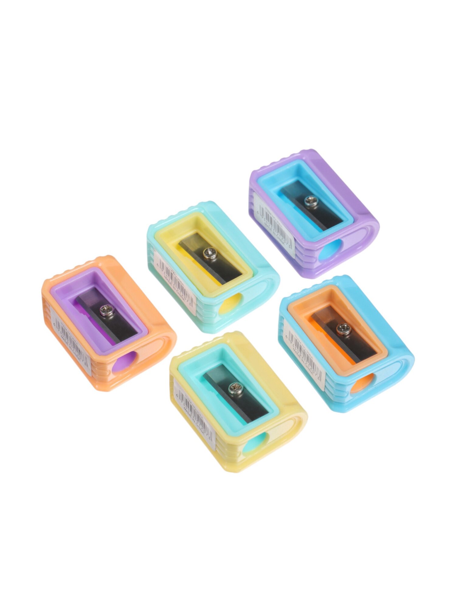 Набор точилок «Пастель», 5 штук, ребристая, микс