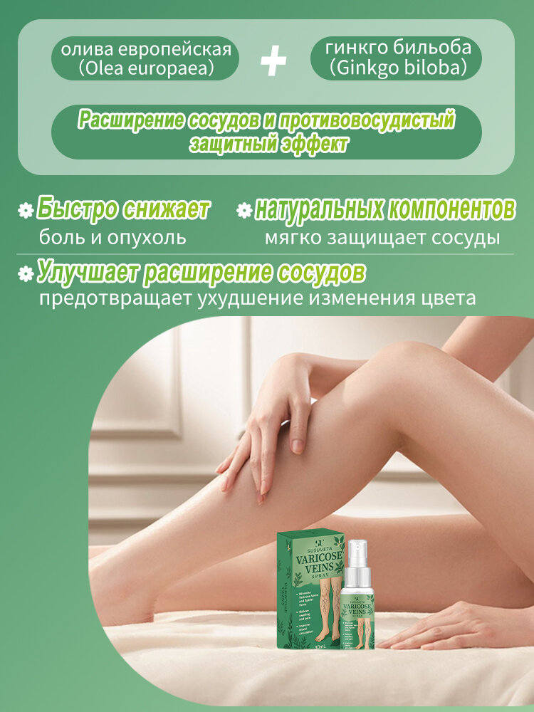 Средство от варикоза с натуральными растительными экстрактами, улучшает циркуляцию крови и снижает отечность ног, 30 мл