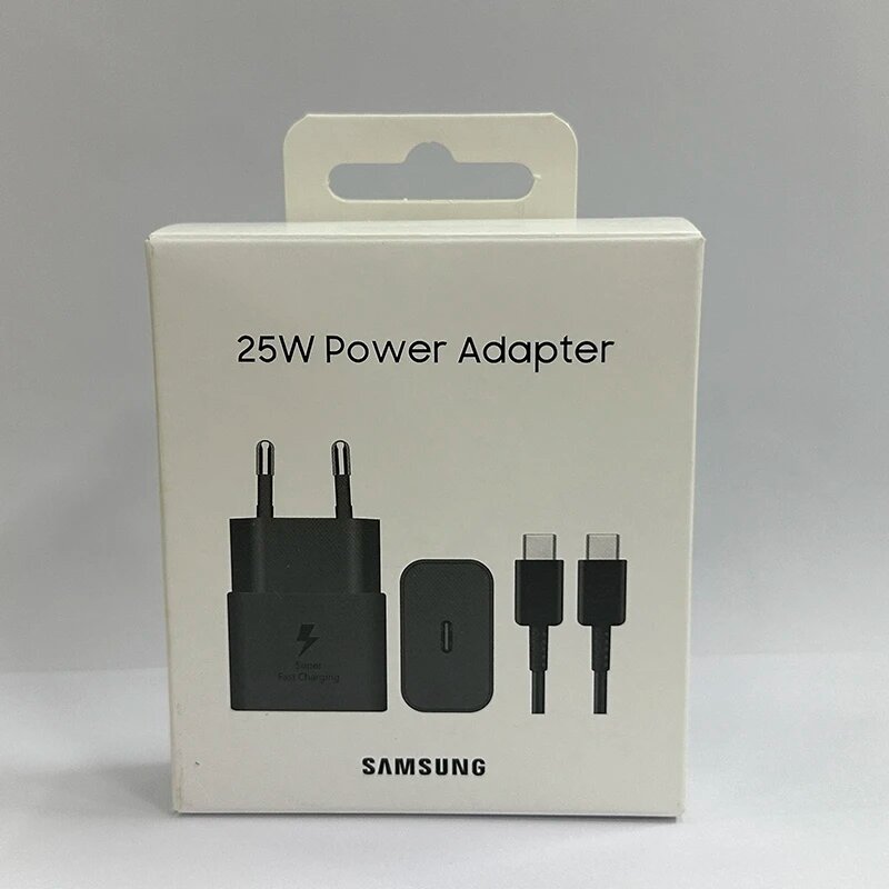 Оригинальное зарядное устройство Samsung 25 Вт Super Fast Charge Адаптер USB C Black 25W EU Set