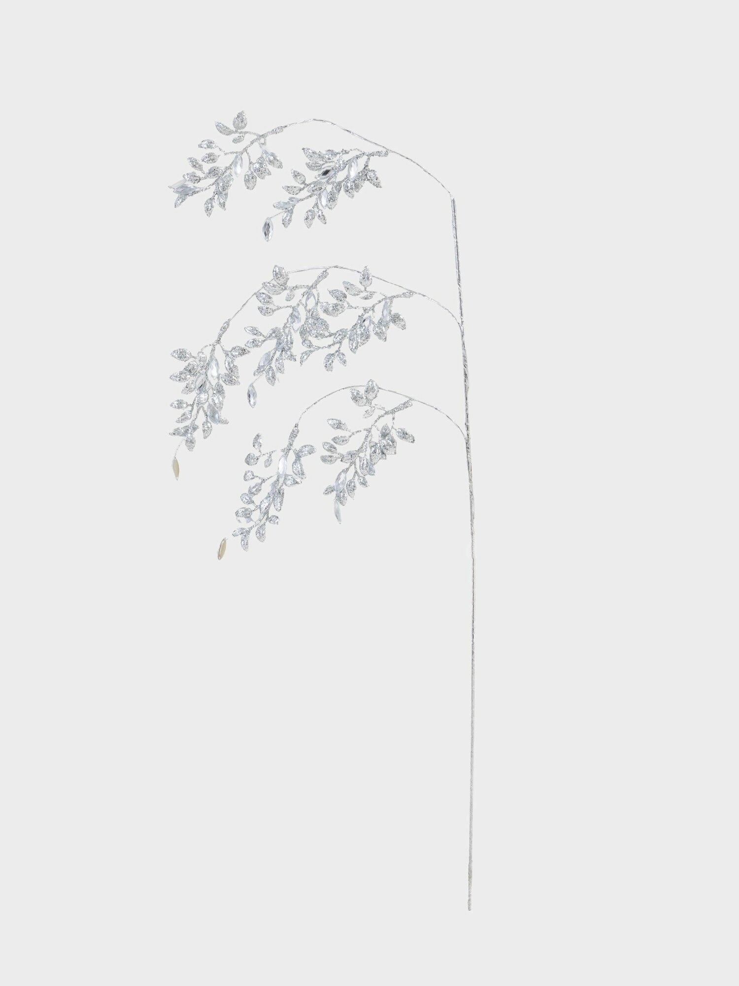 Ветка декоративная, 65 см, акрил/металл, Серебристые кристаллы, Crystal decor