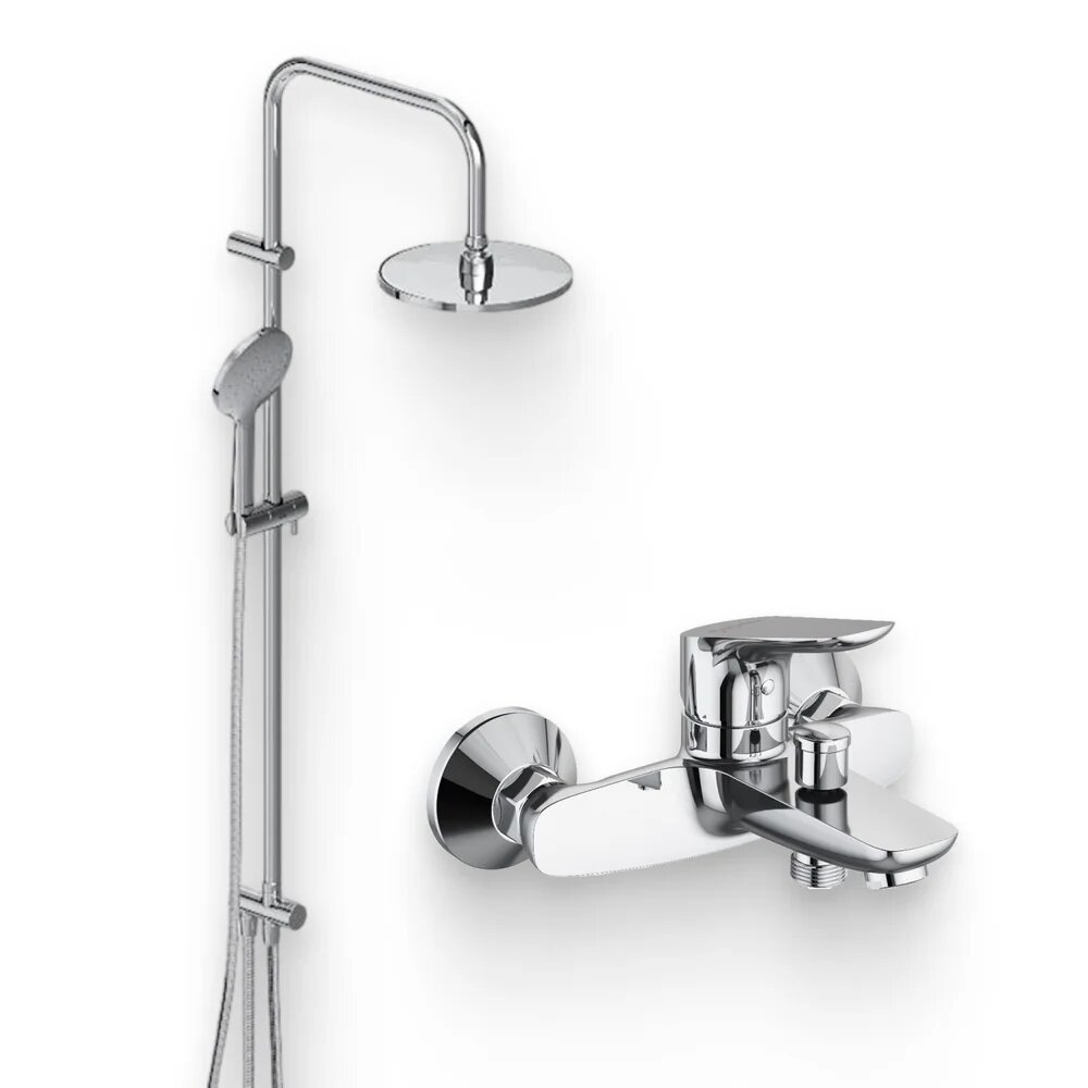 Душевой комплект Смеситель Damixa Jupiter 771000001 хром / Стойка 977000000 хром