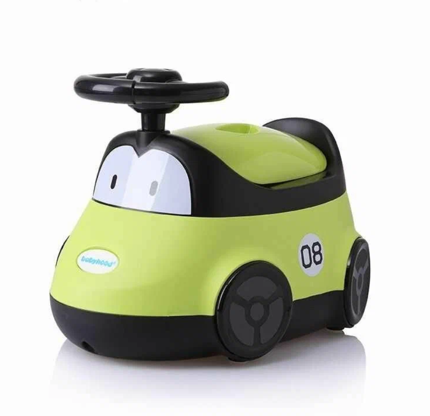 Детский горшок "Мультяшная Машинка", съёмный, пластик, зелёный