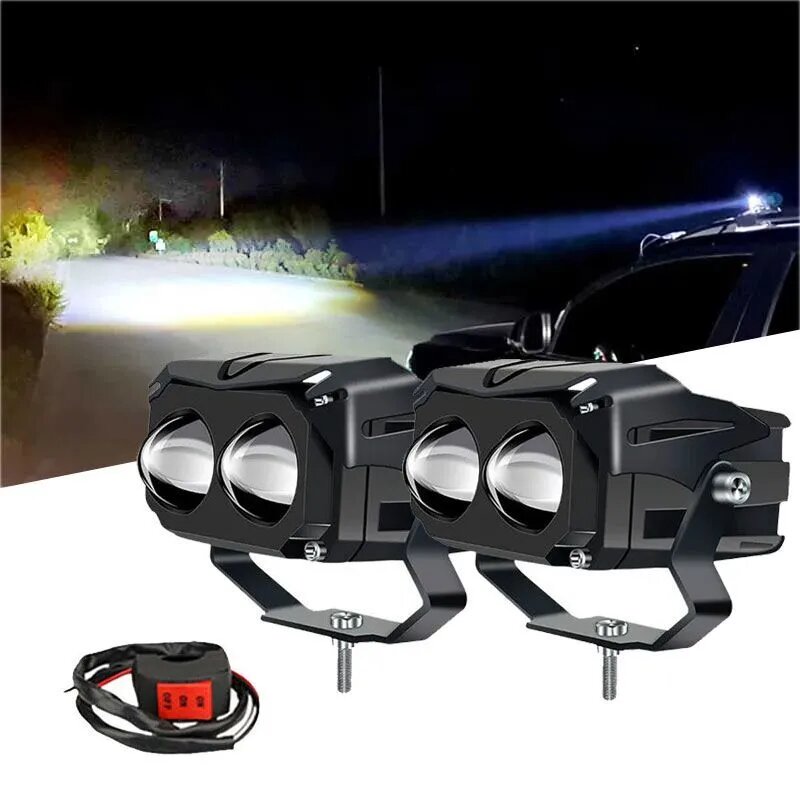 Прожектор автомобильный, Светодиодная, 2 шт, арт. Автомобильный светодиодный прожектор белый/желтый S5 рабочий противотуманный фонарь