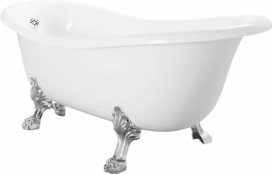 Ванна из искусственного камня Migliore Bella 23132 170x80, на ножках, отдельностоящая, овальная, белая, глянцевая, со сливом-переливом, с декоративными ножками, фурнитура хром