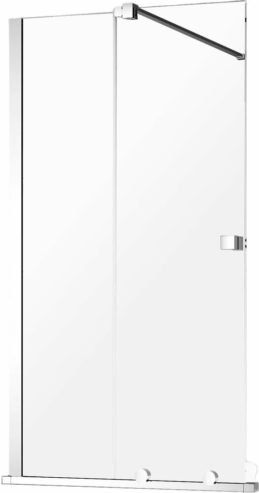 Шторка на ванну AQUAme AQM6601-2 120 см, стеклянная, раздвижная, с полками, прозрачная, итальянская