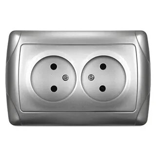 Розетка двойная 2-ая б/з VIKO Carmen 16A 250V серебро (металик) 90593055