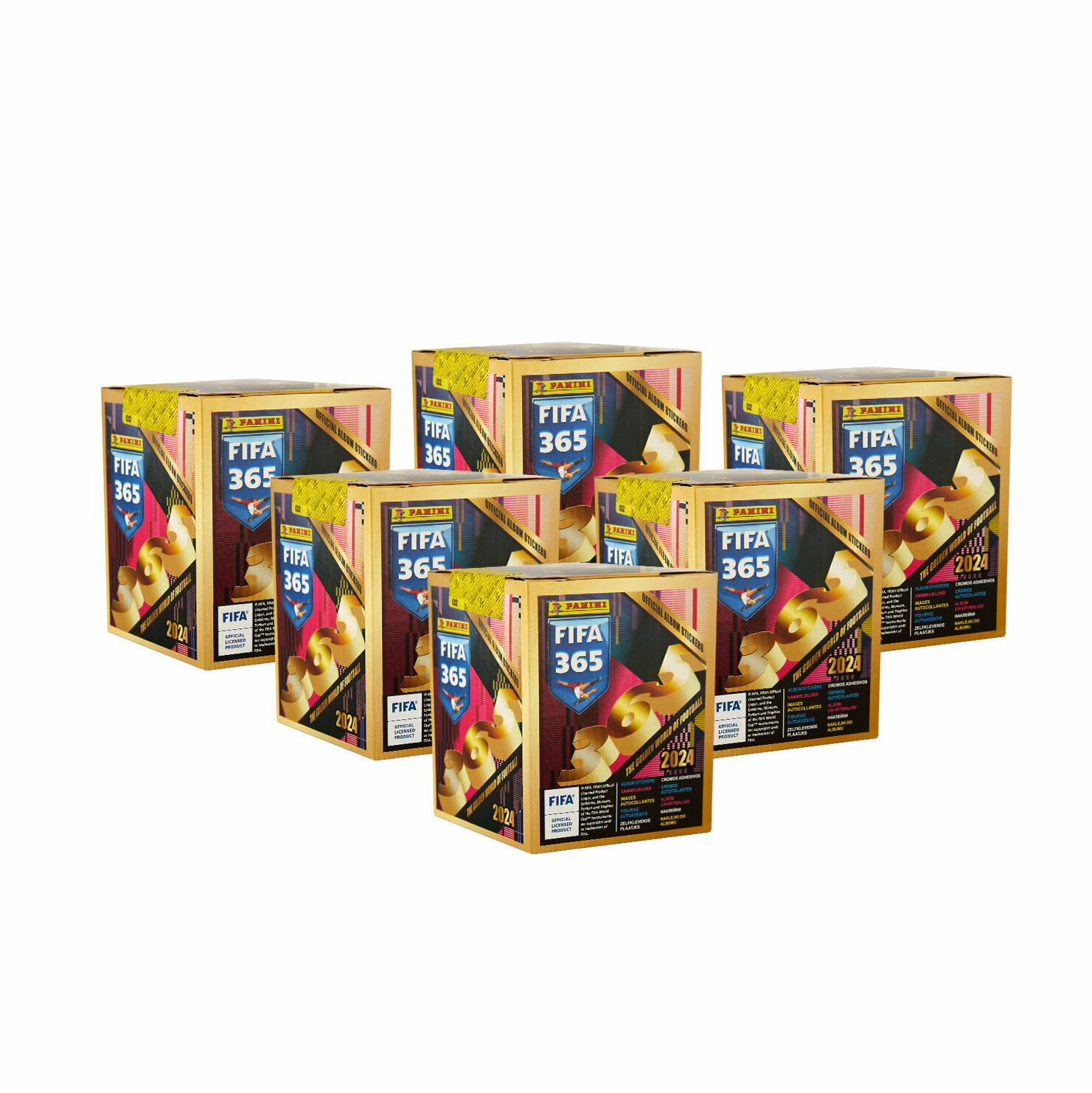 Наклейки для коллекционирования Panini FIFA 365-2024, 6 боксов, 1500 наклеек