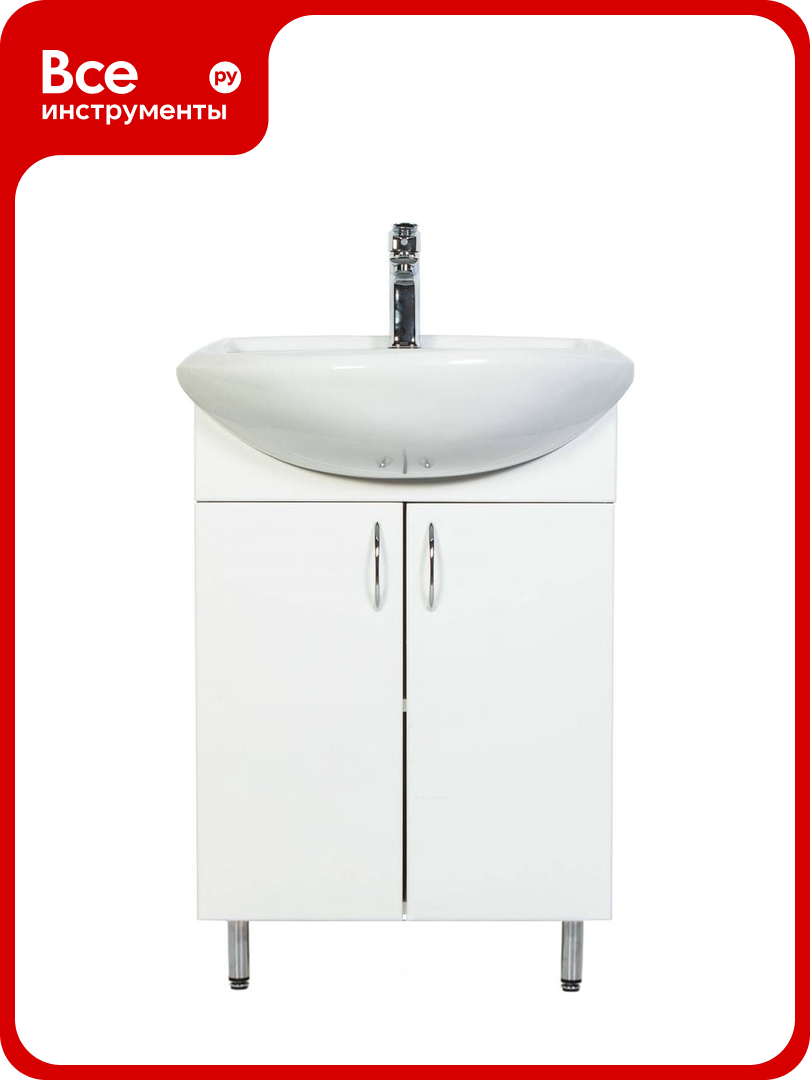 Напольная тумба с раковиной ORANGE Роса белый глянец Ro-50TUW+RA