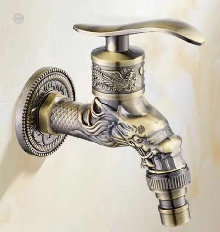 Кран для бани латунный 1/2 дракон восточный стиль, декоративный шаровой кран для сауны хаммам ванной и сада, водоразборный краник с отражателем