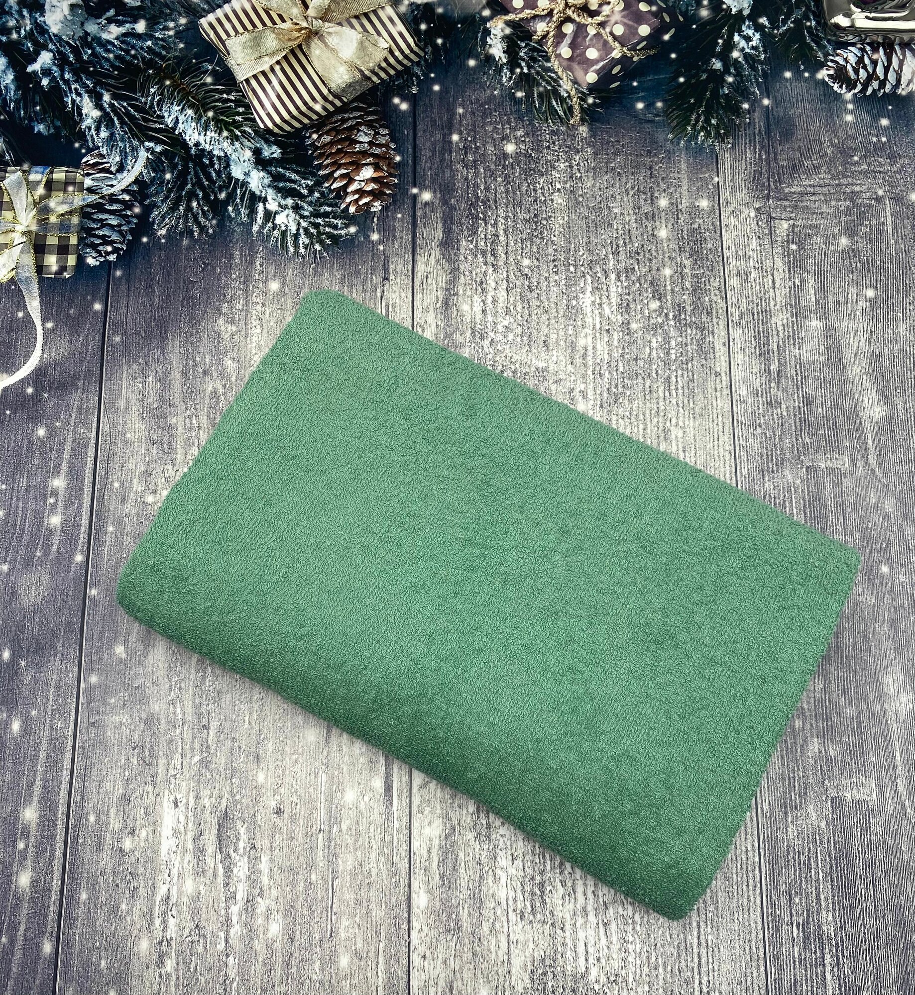 Полотенце махровое банное, для ванны, для пляжа, для бассейна однотонное Зеленое, Зеленый сланец 70*110 см 300 г/м