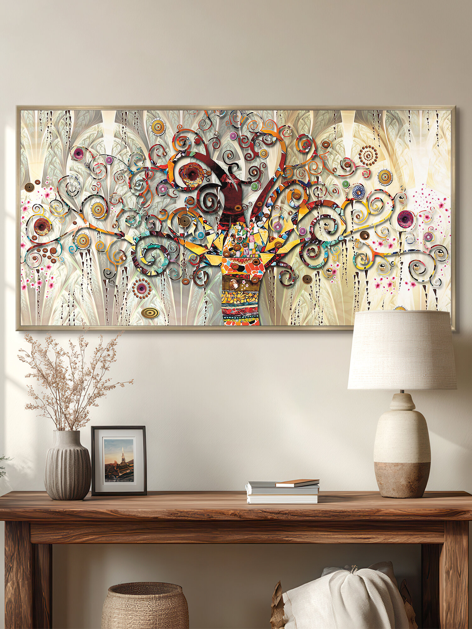 Картина на стену интерьерная в раме "Красочное дерево" 53х103 см Графис