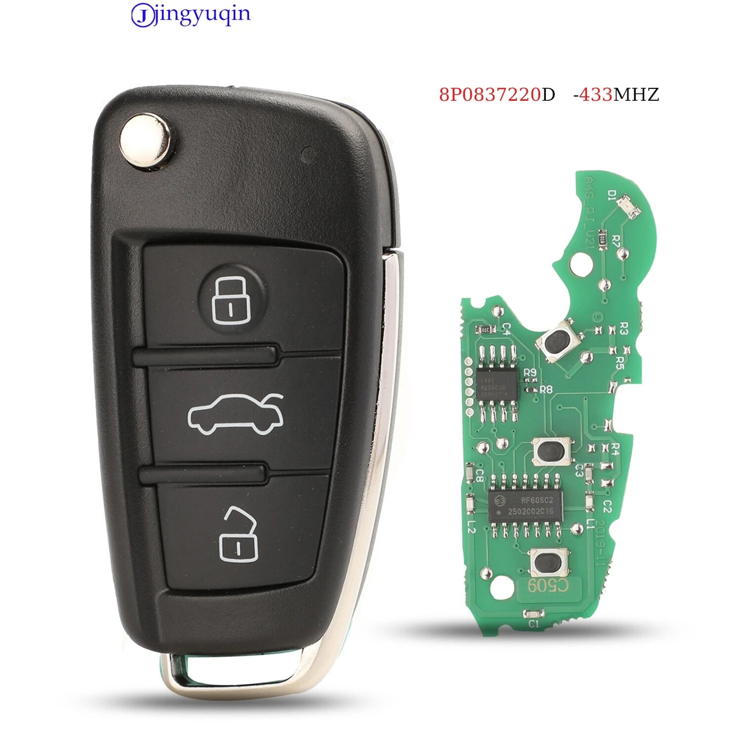 Jingyuqin дистанционный ключ от автомобиля для Audi Q7 B7 Q3 A3 TT A2 A8 A6 A6L A4 S5 C5 C6 B6 A4L A5 Q5 S LINE RS S1 8P/8E/8X0837220G/E/D Control