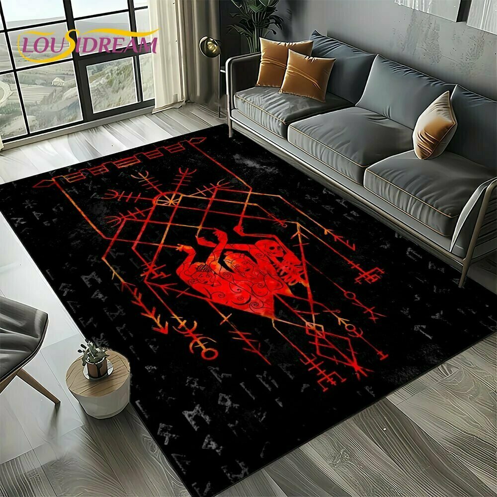 Ковёр LOUSIDREAM Odin Viking Symbol Valknut Nordic Valhalla Черный, 70x100cm( 27x39in ), 3