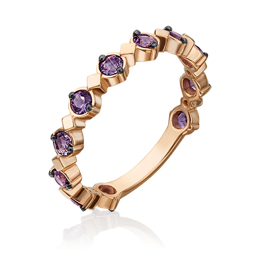 Кольцо, красное золото, 585 проба, аметист