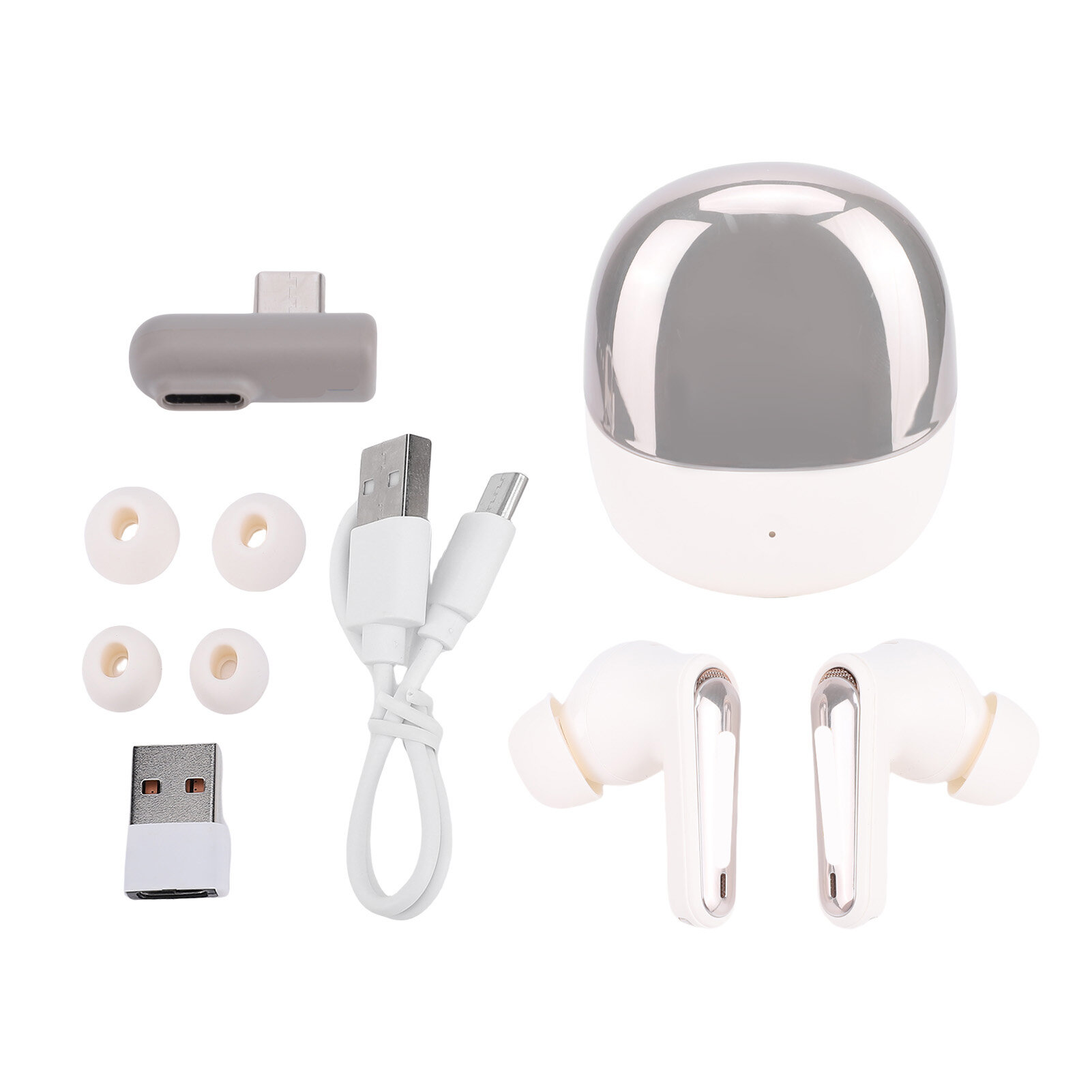 Беспроводные игровые наушники с низкой задержкой 2,4 ГГц Bluetooth Dual Mode Наушники с ec Mic USB C Dongle для телефона планшета для ноутбука белый