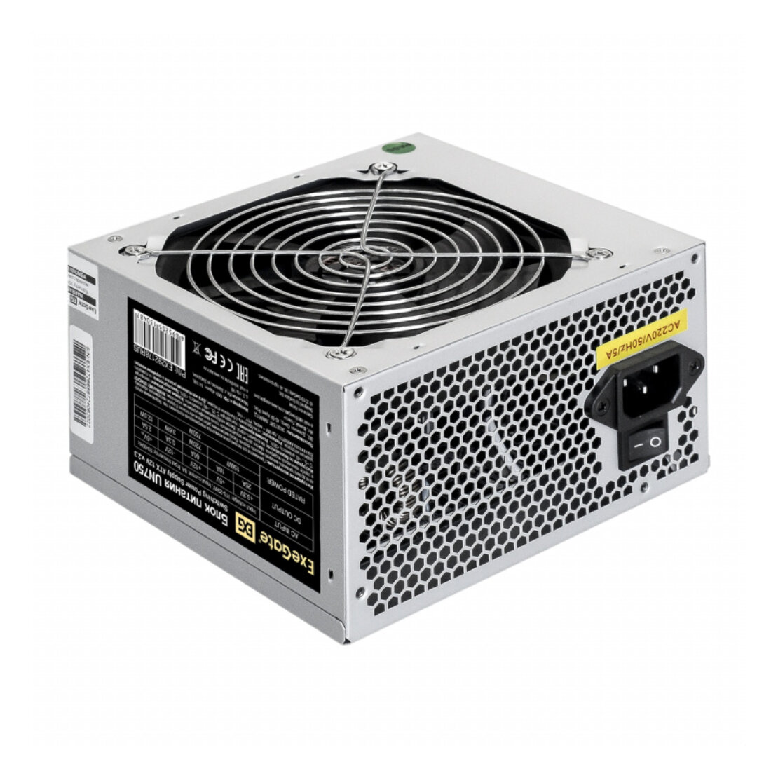 Блок питания ExeGate 750W UN750 EX292178RUS-S, ATX 2.3, 8 А, серый